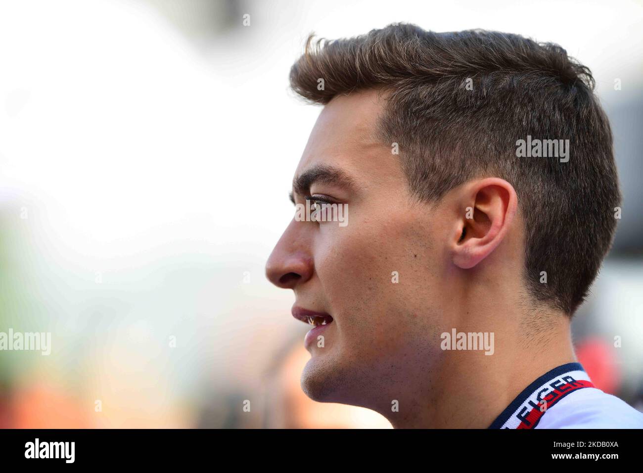 George Russel of Mercedes-AMG Petronas arrive into the circuit before ...