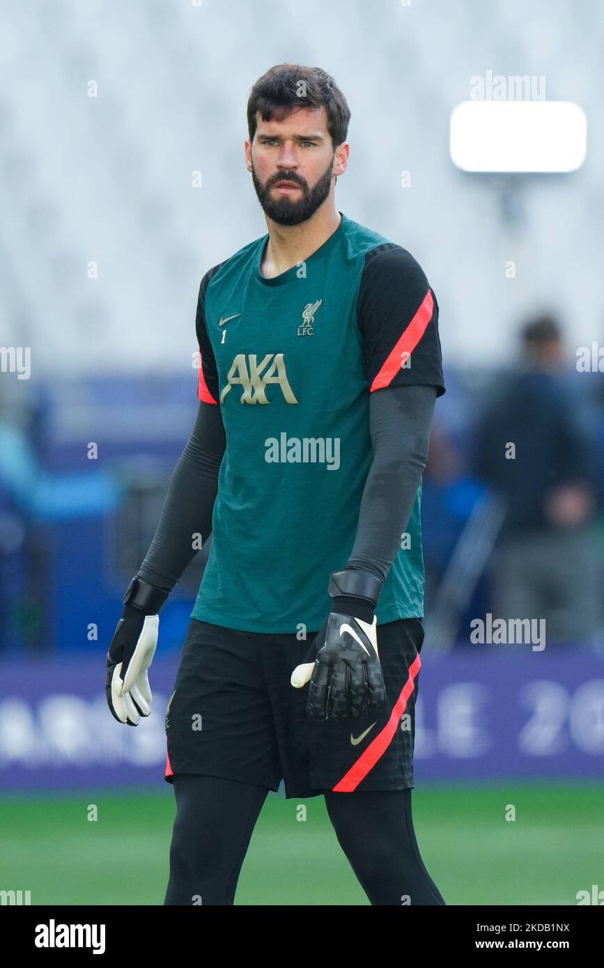 Alisson Becker of Liverpool FC looks on during Liverpool training ...