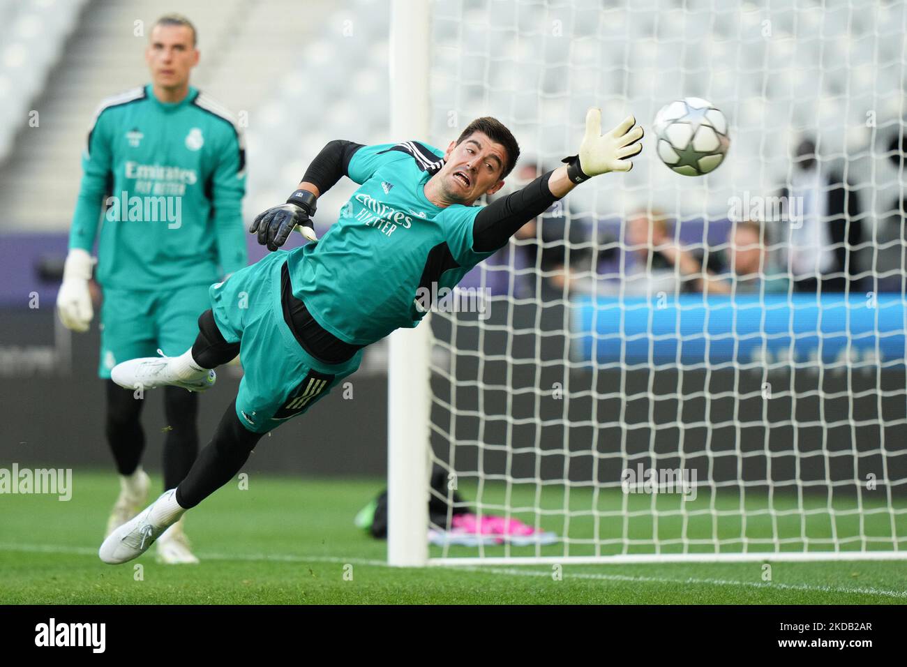 Thibaut Courtois of Real Madrid CF during Real Madrid training before ...