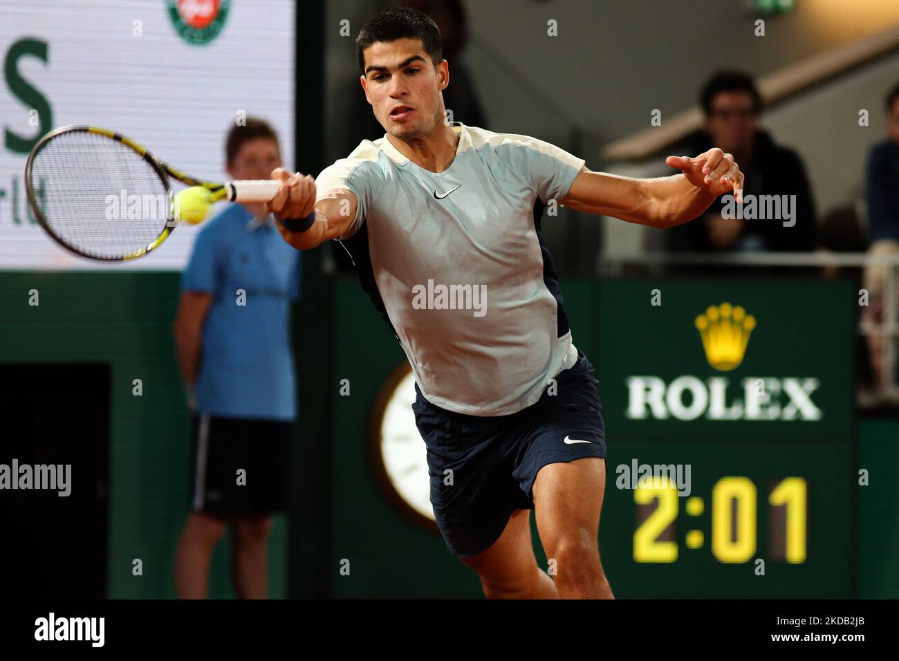 Carlos Alcaraz during his match against Sebastian Korda on Philipe Chatrier court in the 2022 ...