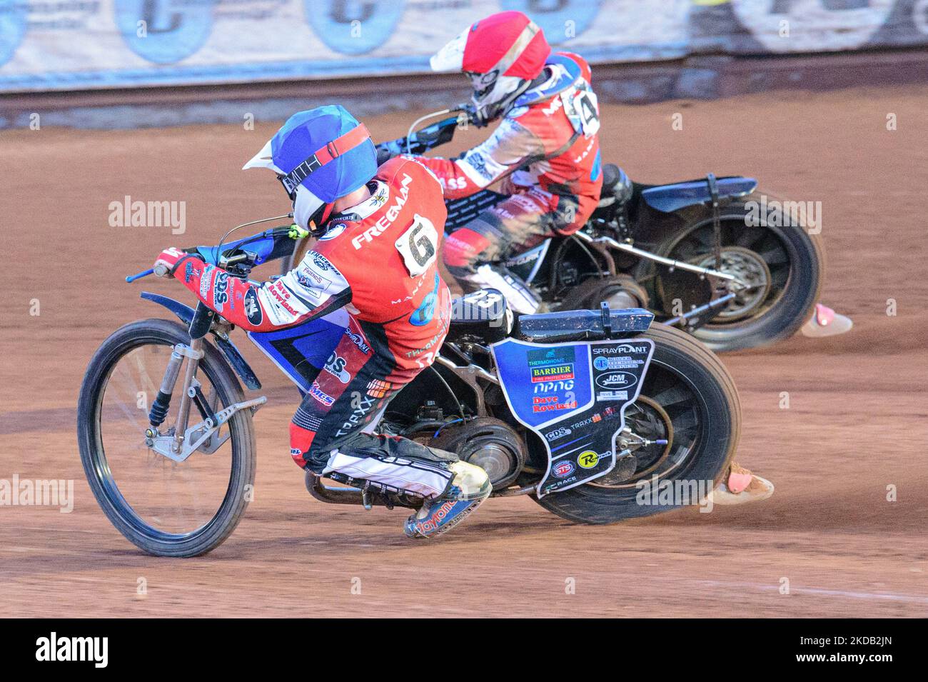 MANCHESTER, UK. MAY 27TH Archie Freeman (Blue) inside Sam McGurk (Red ...