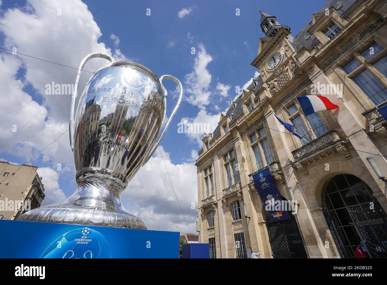 An inflatable trophy on display at the Basilica of Saint-Denis ahead of ...