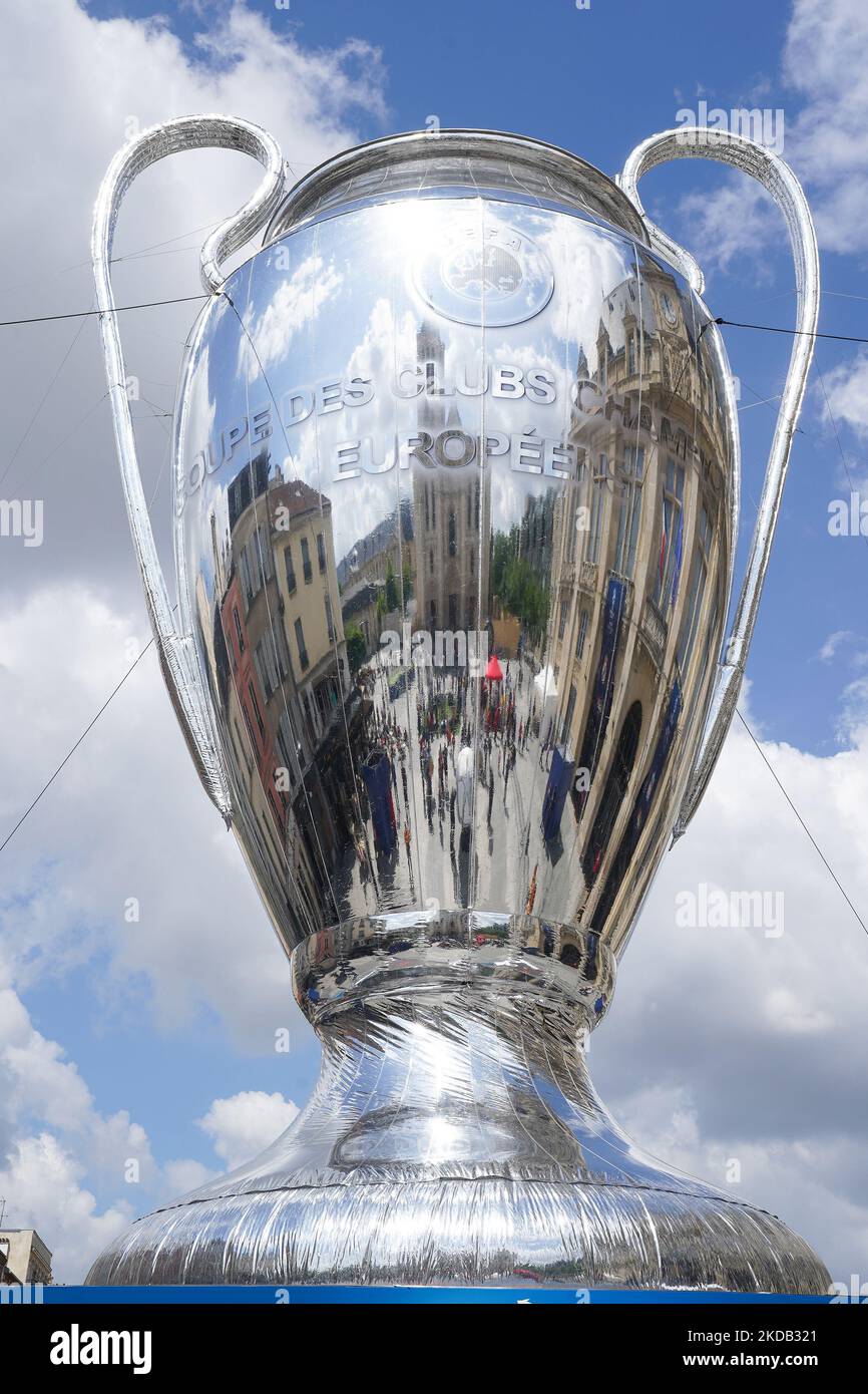 An inflatable trophy on display at the Basilica of Saint-Denis ahead of ...