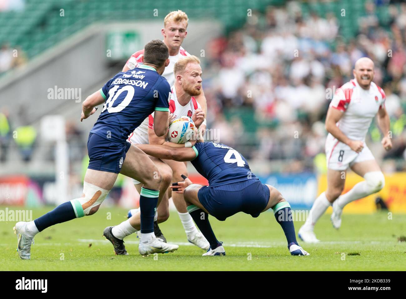 Joe Browning of England in action during the HSBC World Sevens match ...