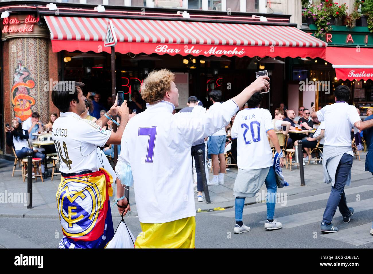 Real Madrid supporters celebrate in the streets of the Latin Quarter in ...