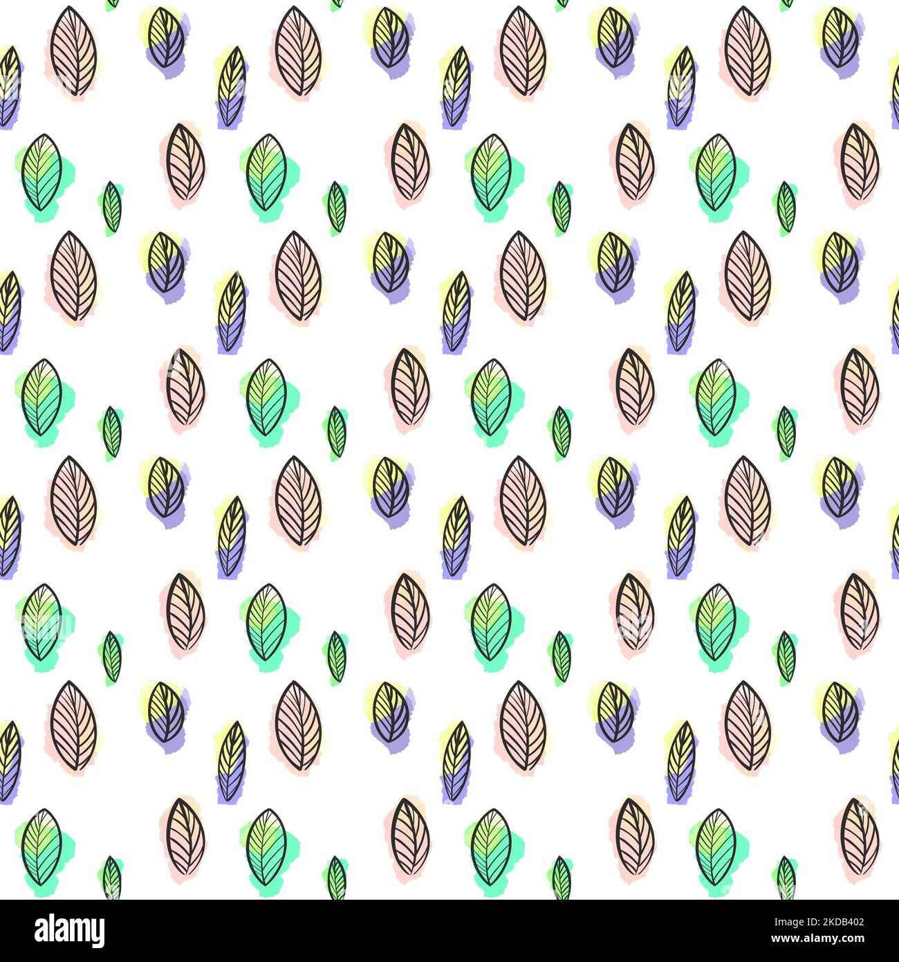 Botanical leaf pattern on a light background.Botanical illustration of ...