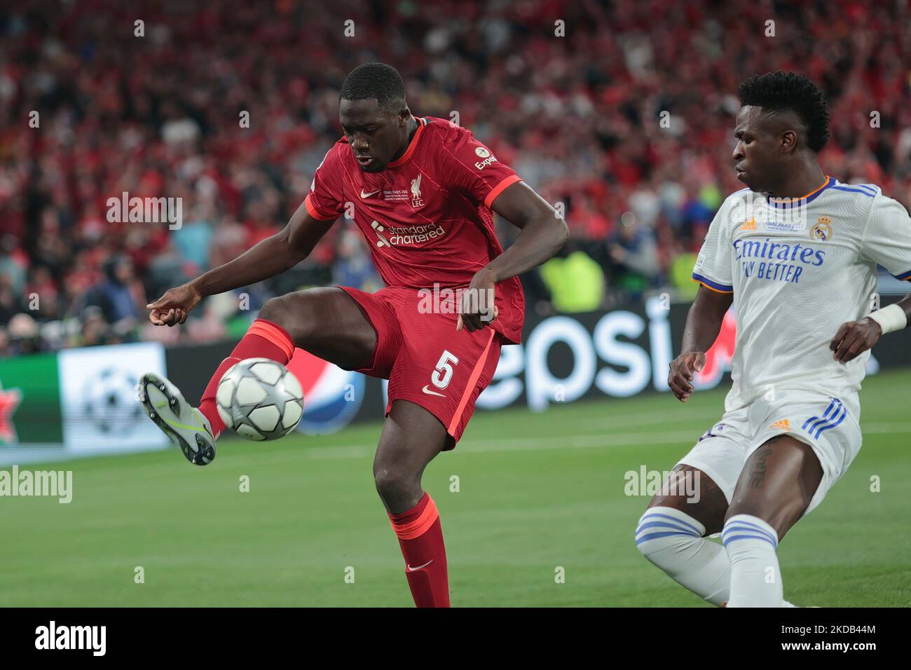 Ibrahima KonatÃ© of Liverpool on the ball during the UEFA Champions ...