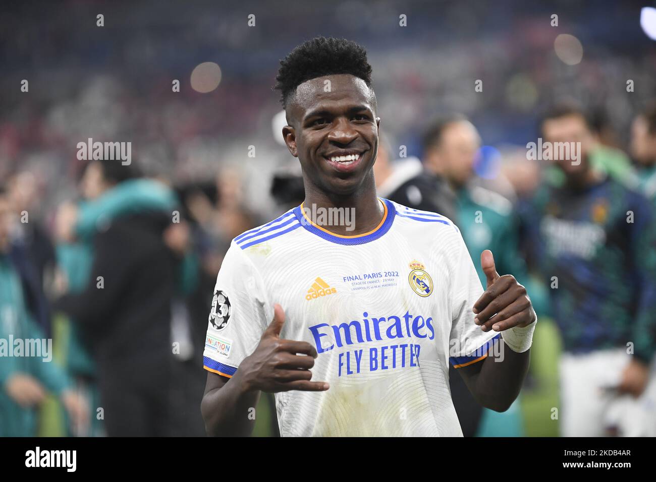 Vinicius Junior of Real Madrid celebrates victory after the UEFA ...