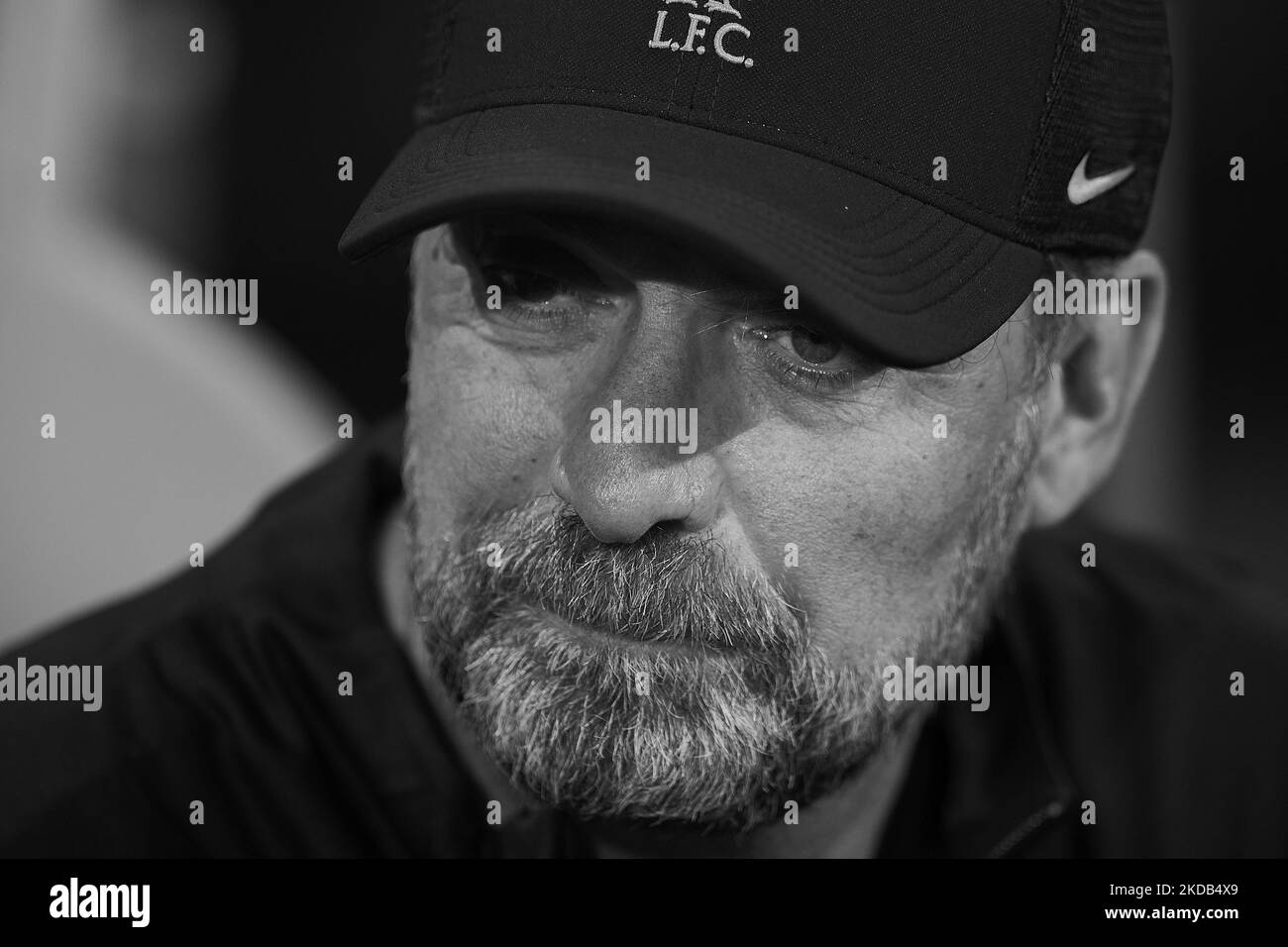 Jurgen Klopp head coach of Liverpool sitting on the bench during the ...