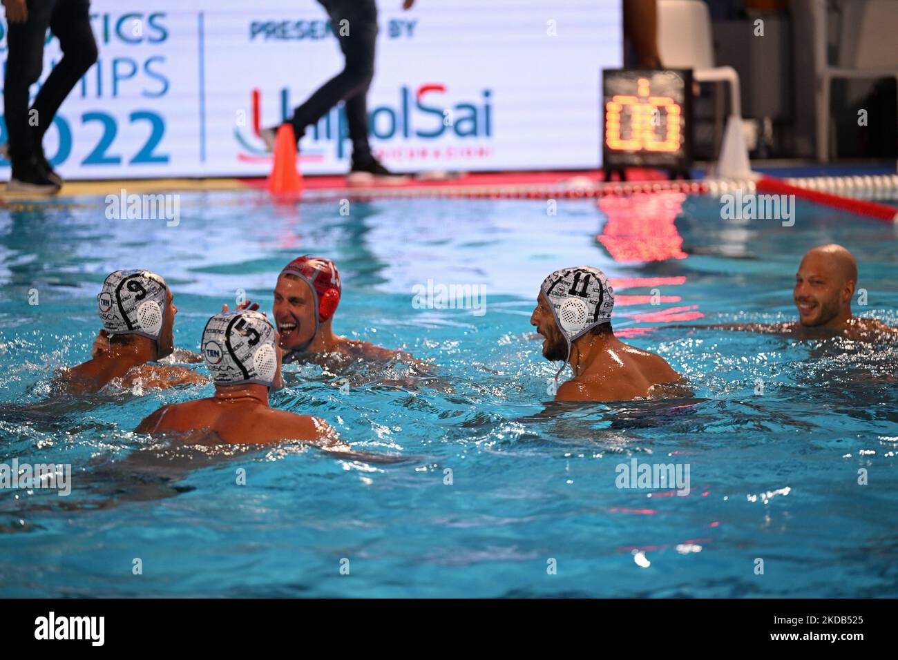 team Pro Recco, celebrates after scoring a match during the Final 1st ...