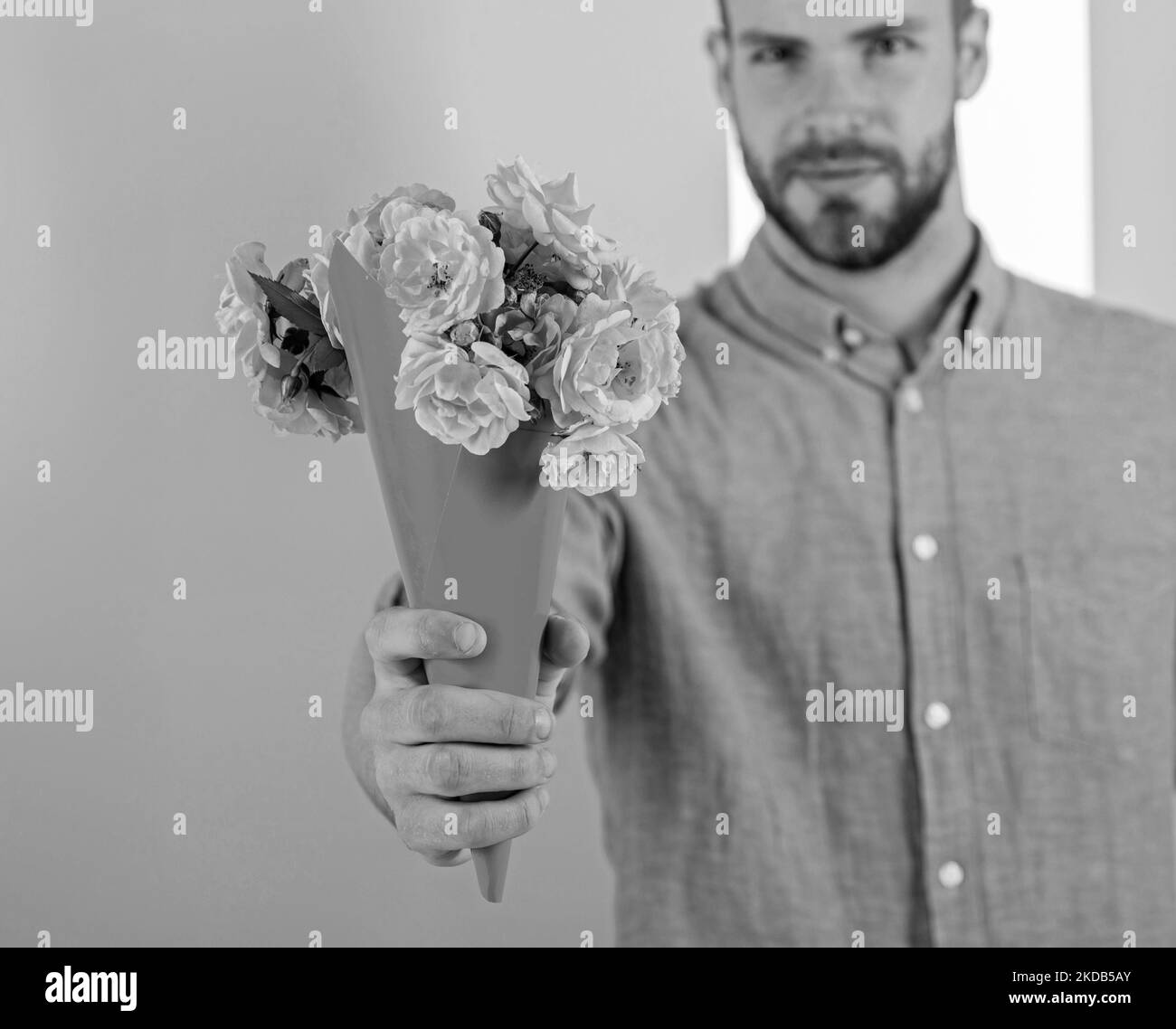 This is for you Macho gives flowers as romantic gift. Boyfriend ...