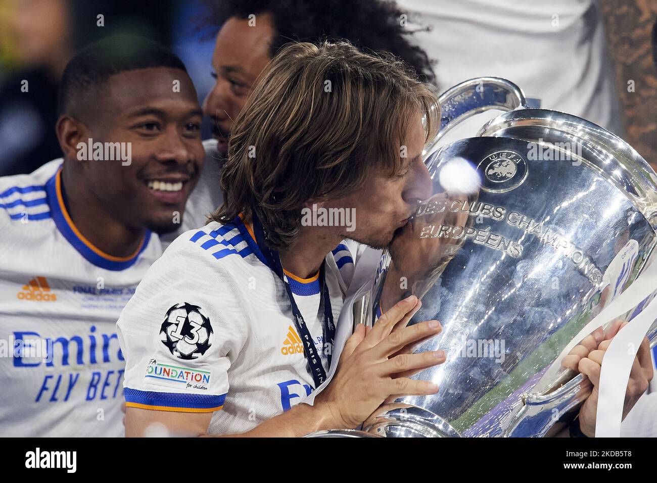 Luka Modric of Real Madrid celebrates with the trophy after winning the ...
