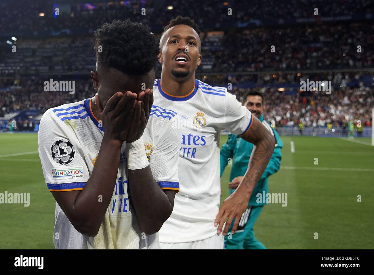 Vinicius Junior of Real Madrid crying during the celebration after UEFA Champions League final ...