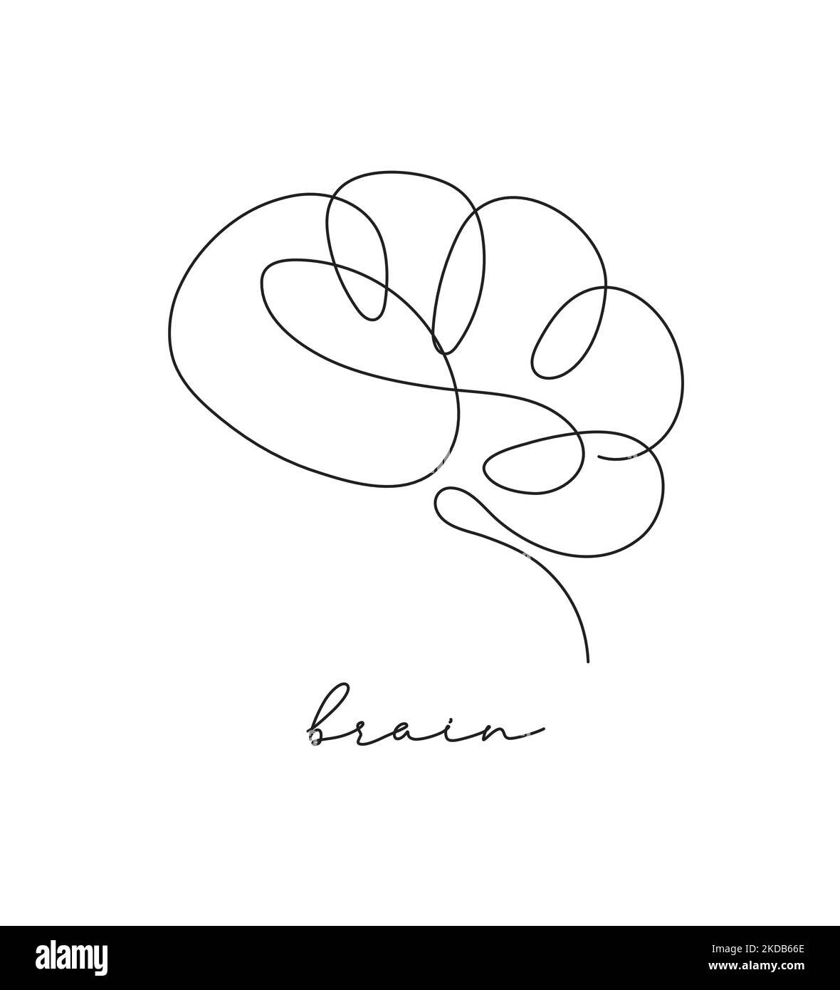 Pen line poster brain drawing in pen line style on white background ...