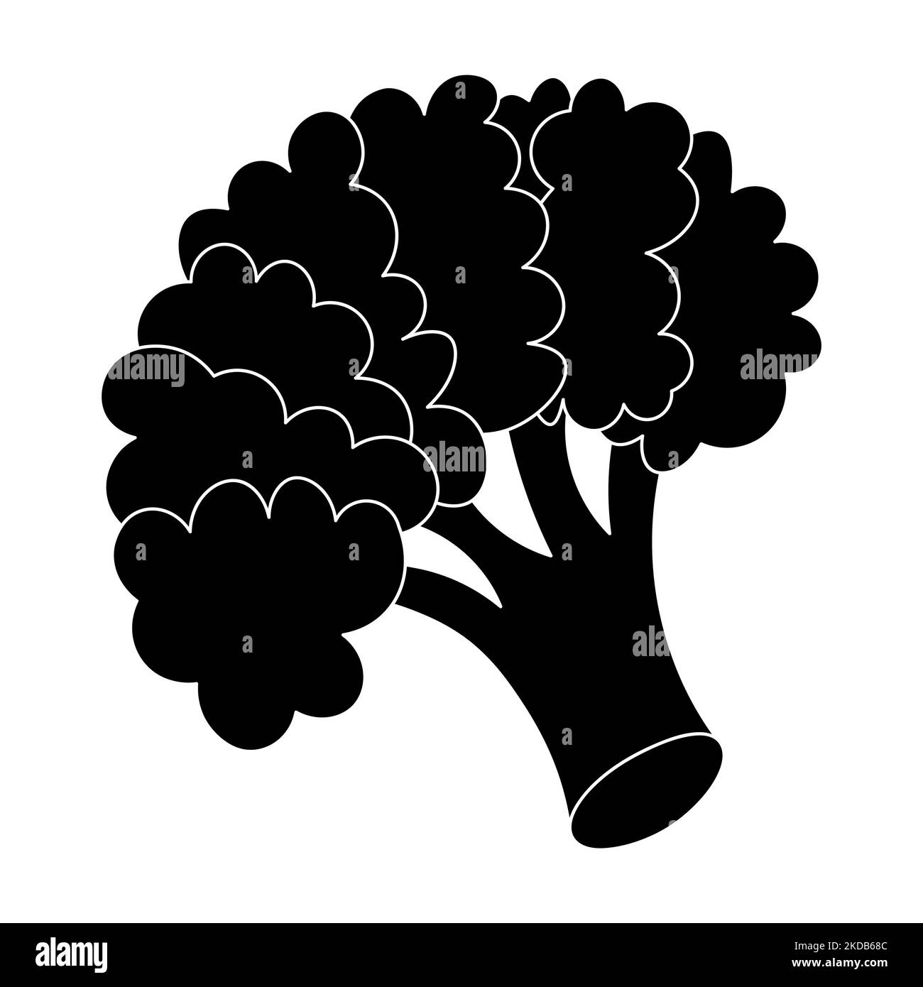 Broccoli. Silhouette. Inflorescence of asparagus cabbage. Vector ...