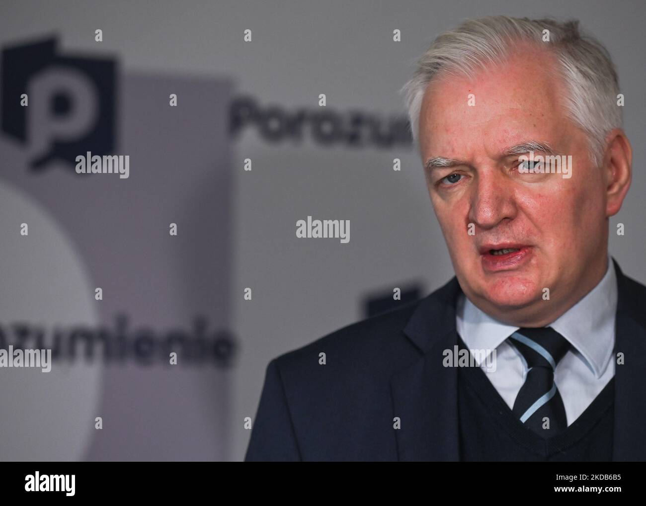 The leader of the Agreement political party, Jaros?aw Gowin, seen at a press conference in the ...