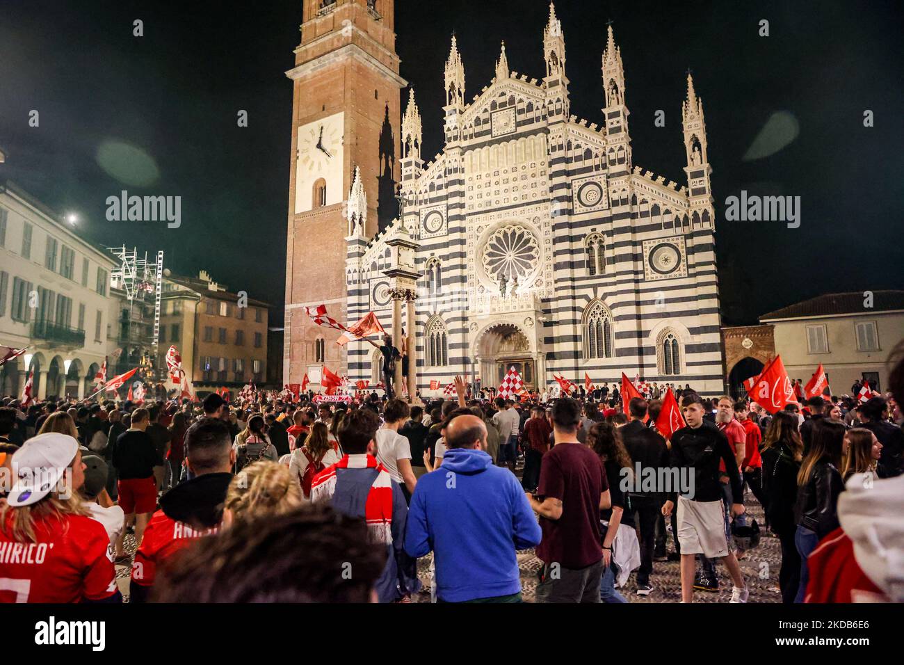 Monza fans celebrate the first historic promotion of Monza Calcio to ...