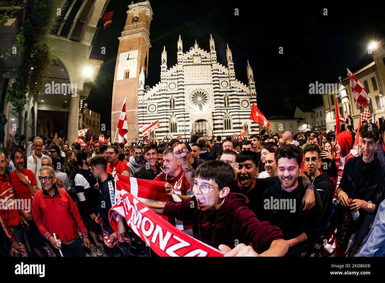 Monza fans celebrate the first historic promotion of Monza Calcio to ...