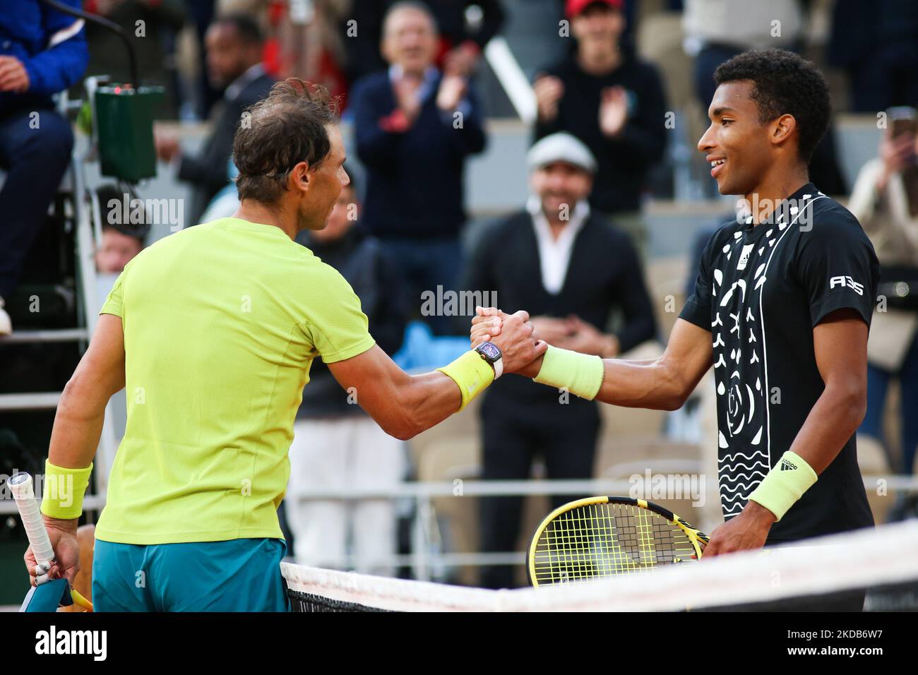 Rafael Nadal against Felix Auger-Aliassime on Philipe Chatrier court in the 2022 French Open 4th ...