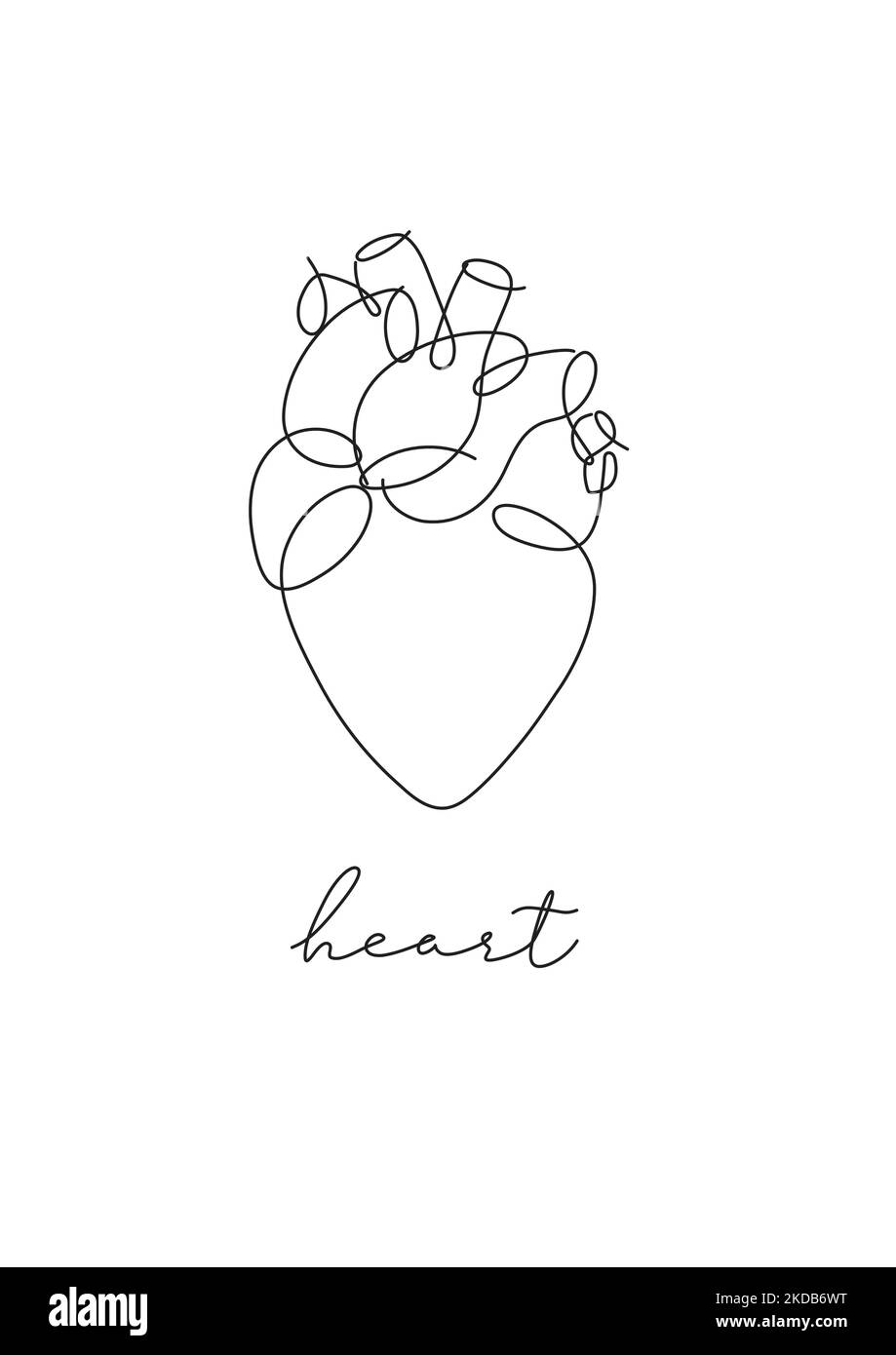 Pen line poster heart drawing in pen line style on white background ...