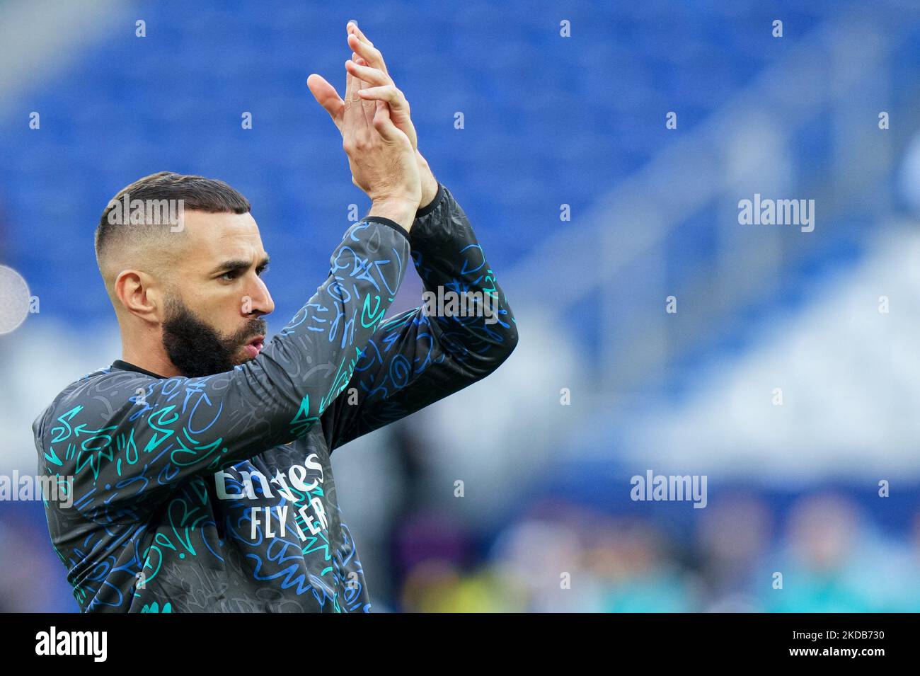 Karim Benzema of Real Madrid CF greets his supporters during the UEFA ...