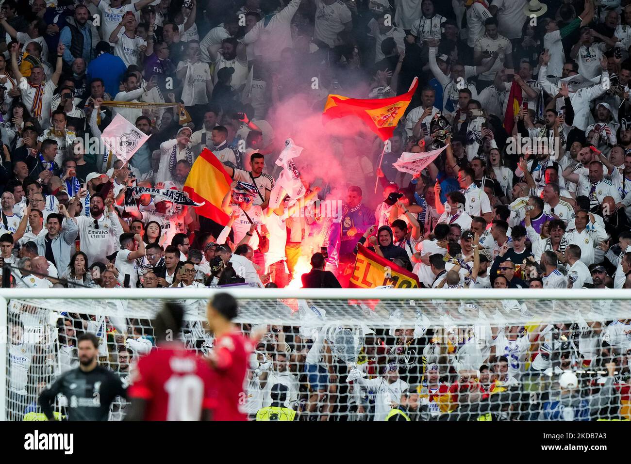 Real Madrid supporters cheer on stands during the UEFA Champions League ...