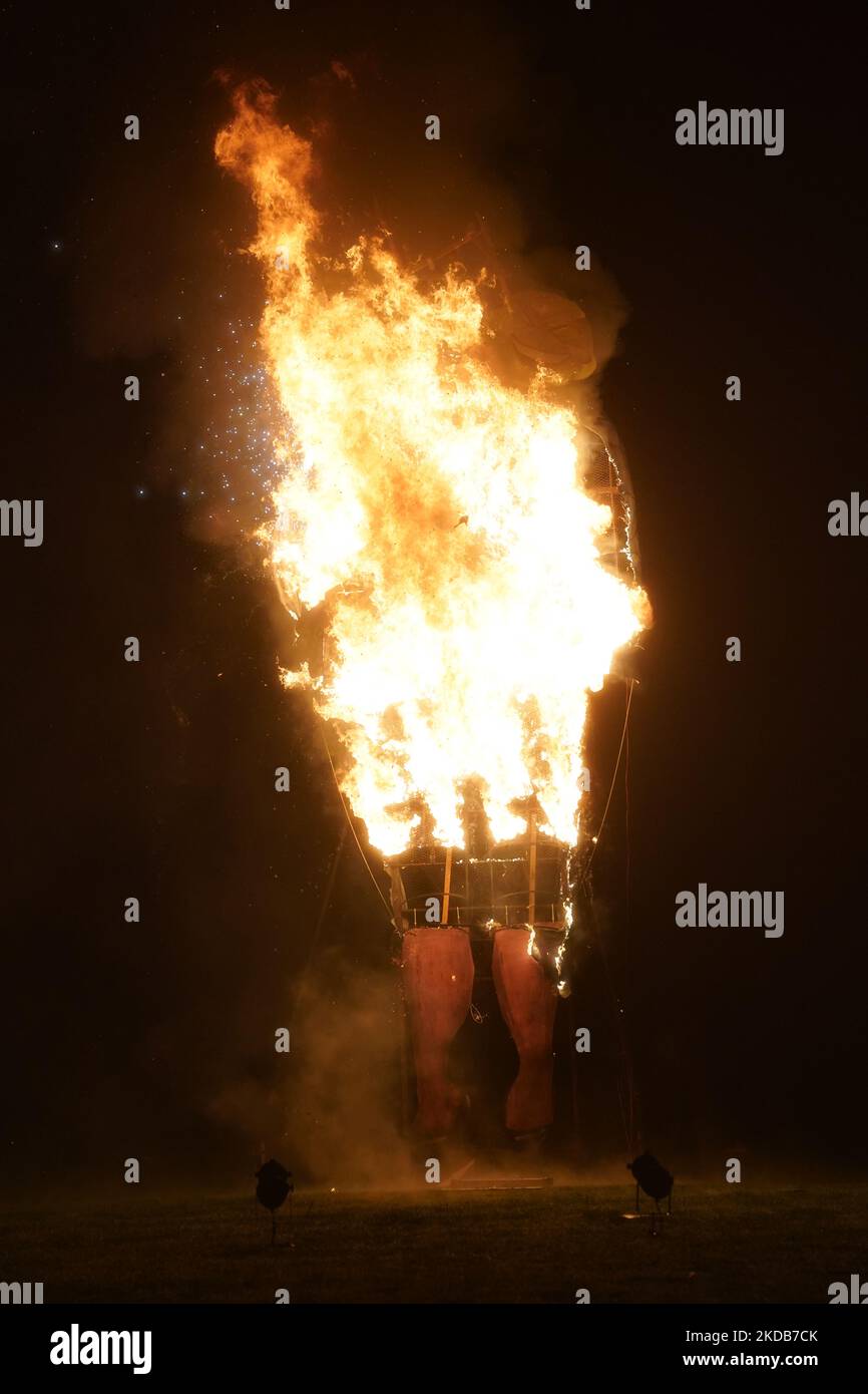 The Edenbridge Bonfire Society celebrity guy, Liz Truss, is set on fire ...