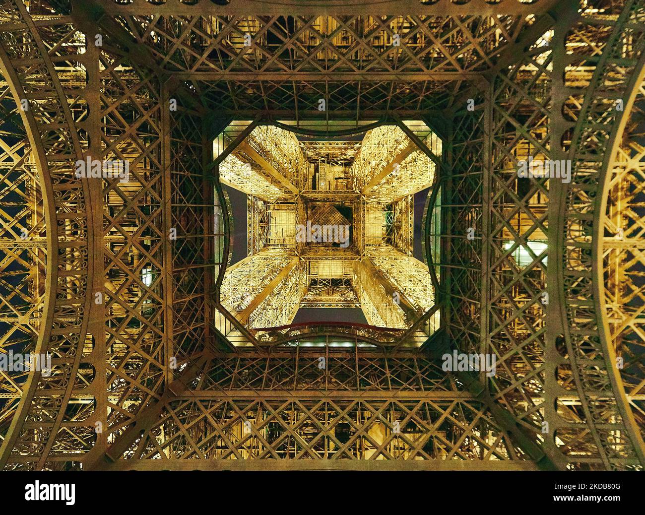 The Eiffel Tower at night from below, Paris, France Stock Photo - Alamy