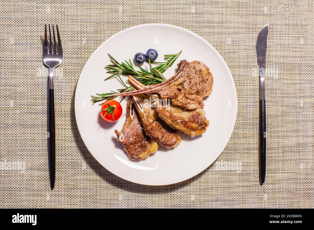 An overhead shot of appetizing lamb chops Stock Photo - Alamy