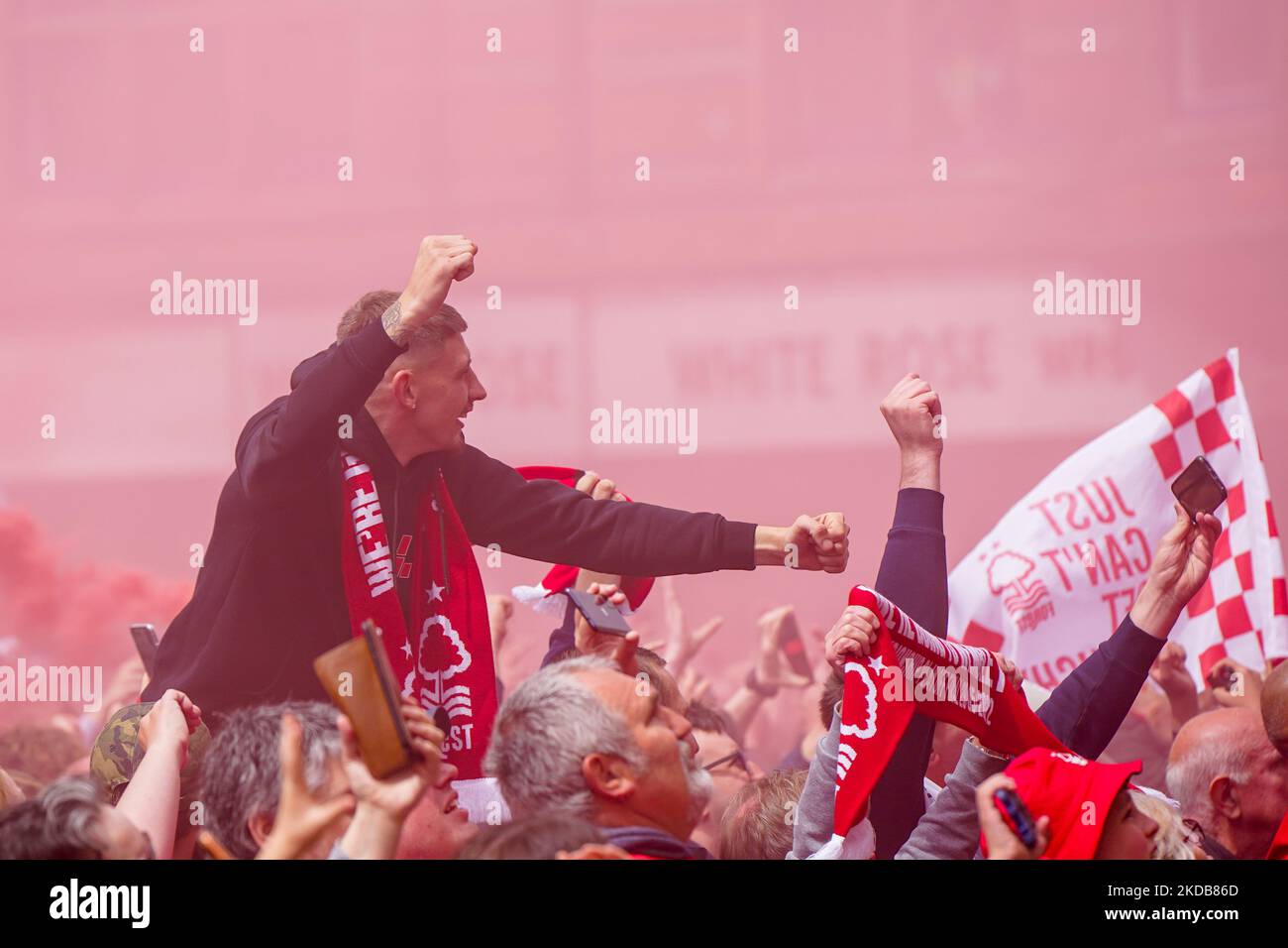 Nottingham Forest players and the fans celebrate promotion to the ...