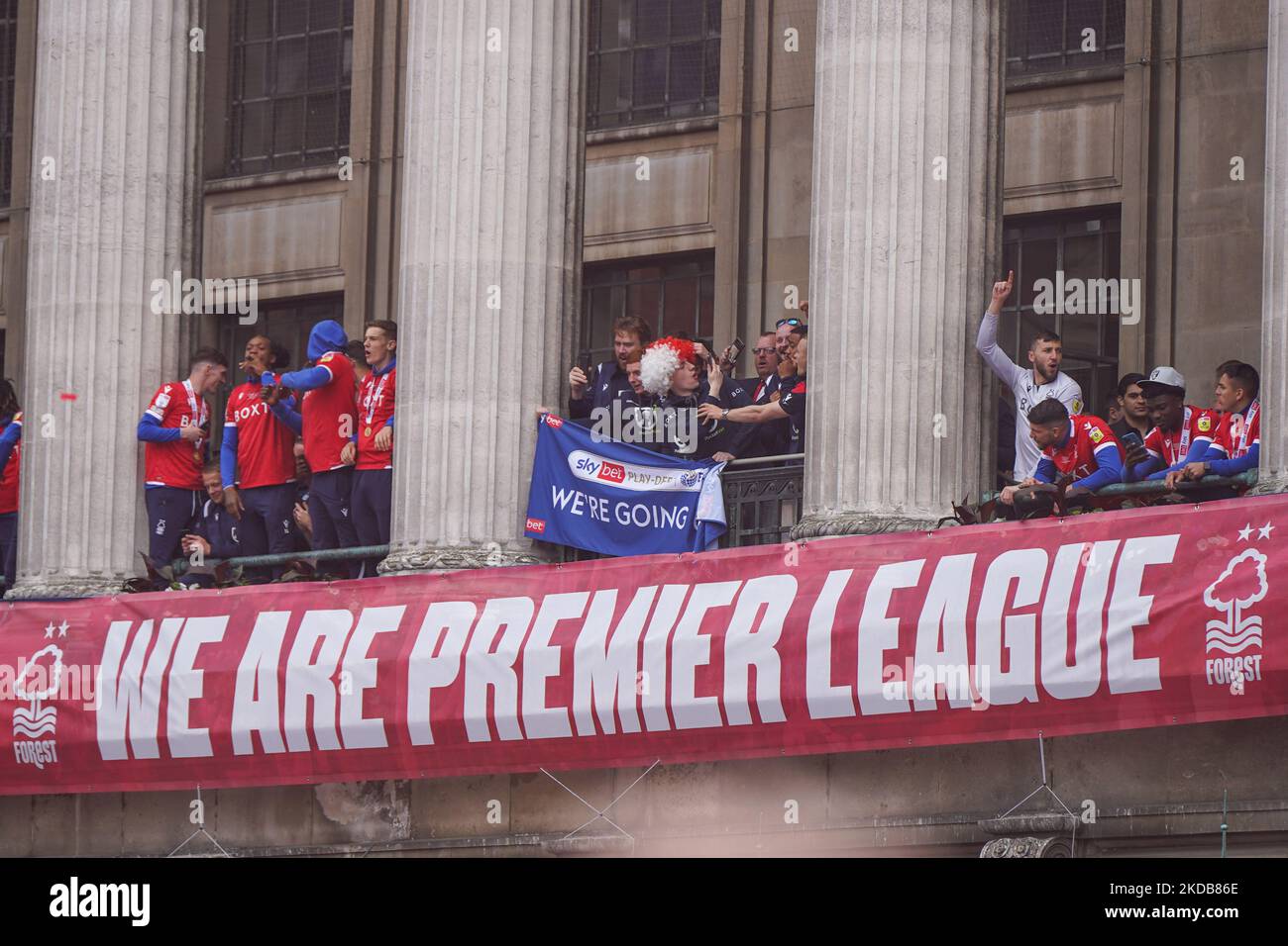 Nottingham Forest players and the fans celebrate promotion to the ...
