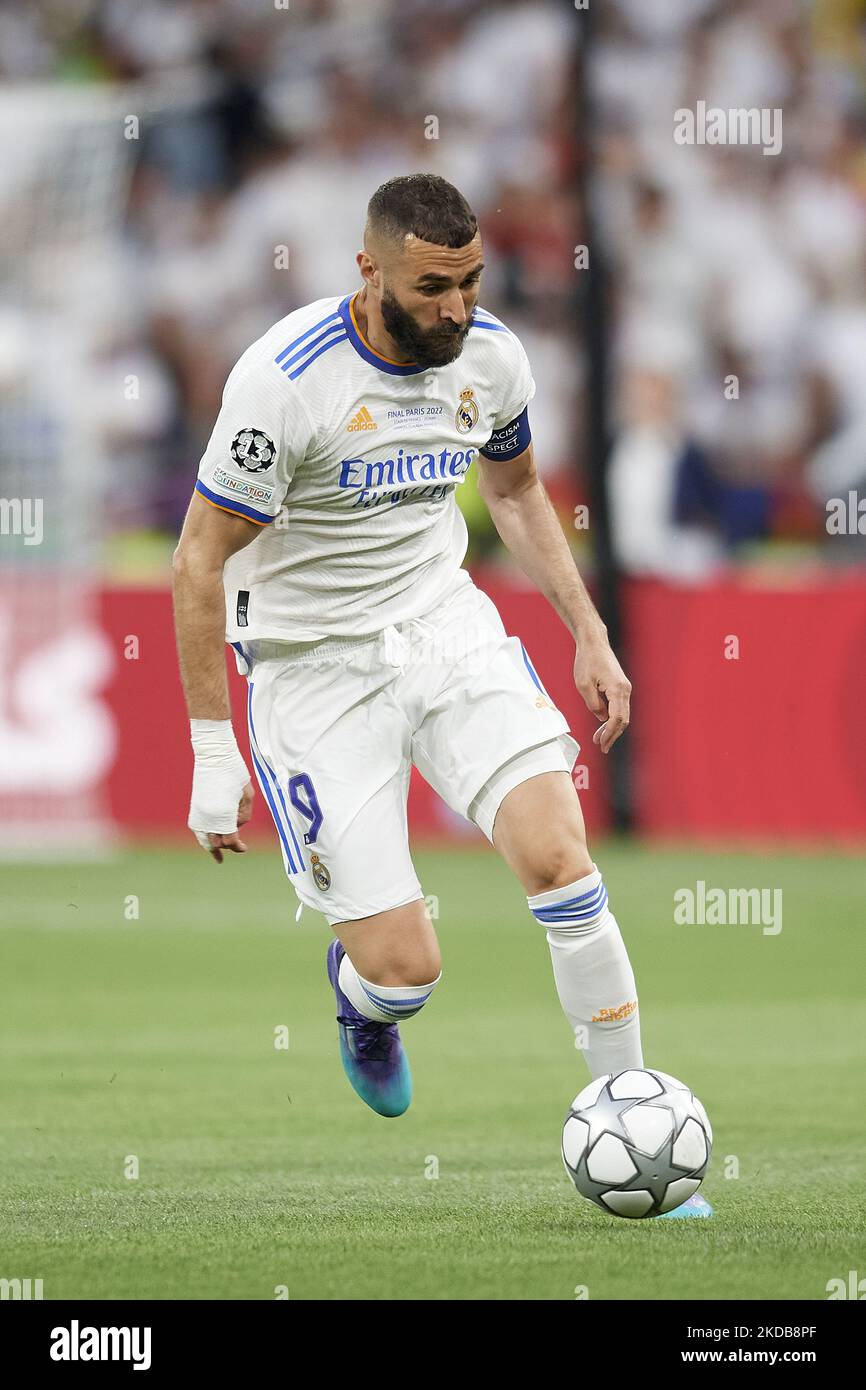 Karim Benzema of Real Madrid runs with the ball during the UEFA ...