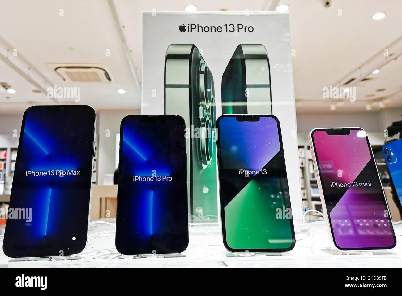 iIhone 13 Pro Max, iPhone 13 Pro, iPhone 13 and iPhone 13 mini are seen ...