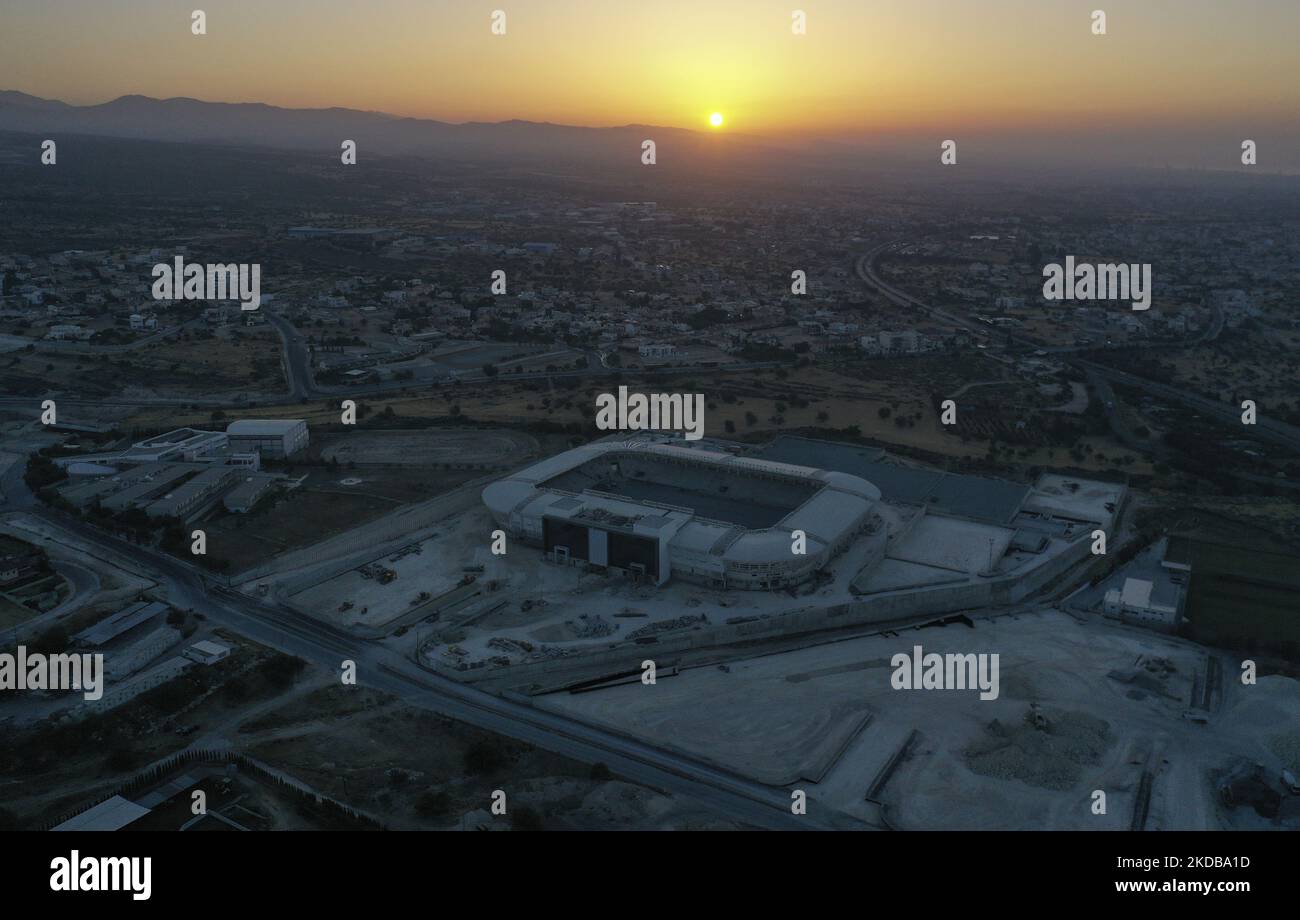 View of the city and the new Limassol Arena stadium under construction ...