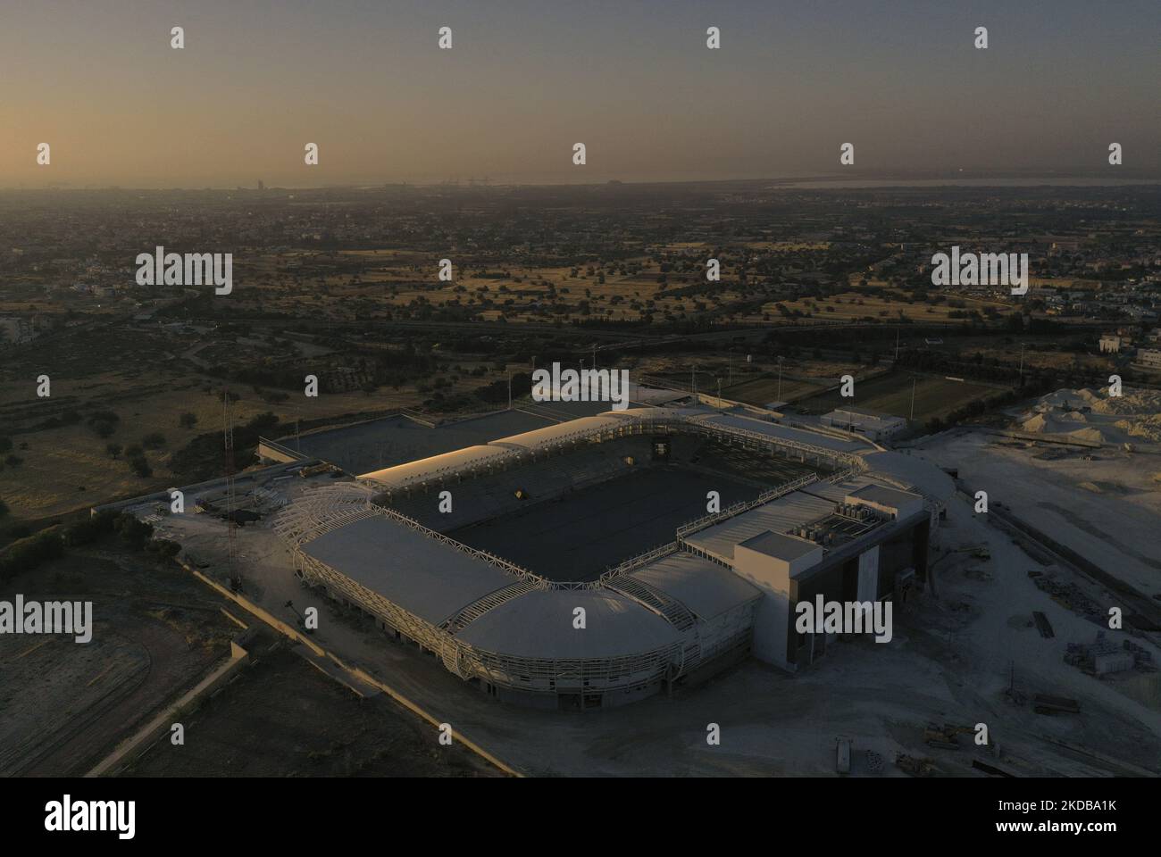 View of the city and the new Limassol Arena stadium under construction ...
