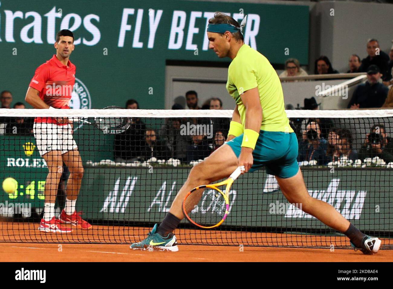 Rafael Nadal against Novak Djokovic on Philip Chatrier court in the ...
