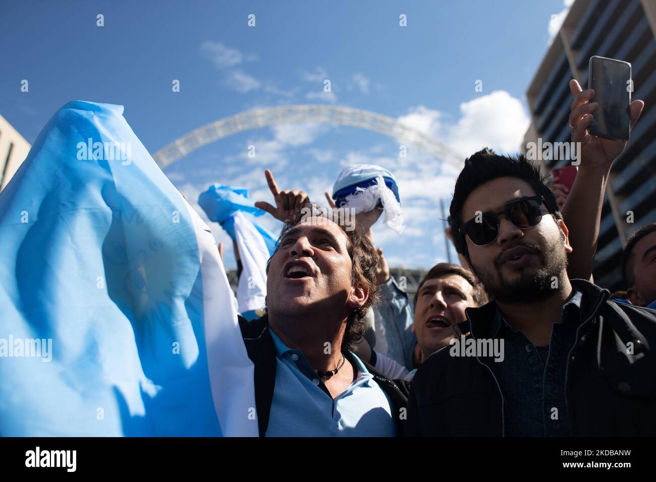 Argentina fans looks at the camera before the Conmebol - UEFA Cup of ...