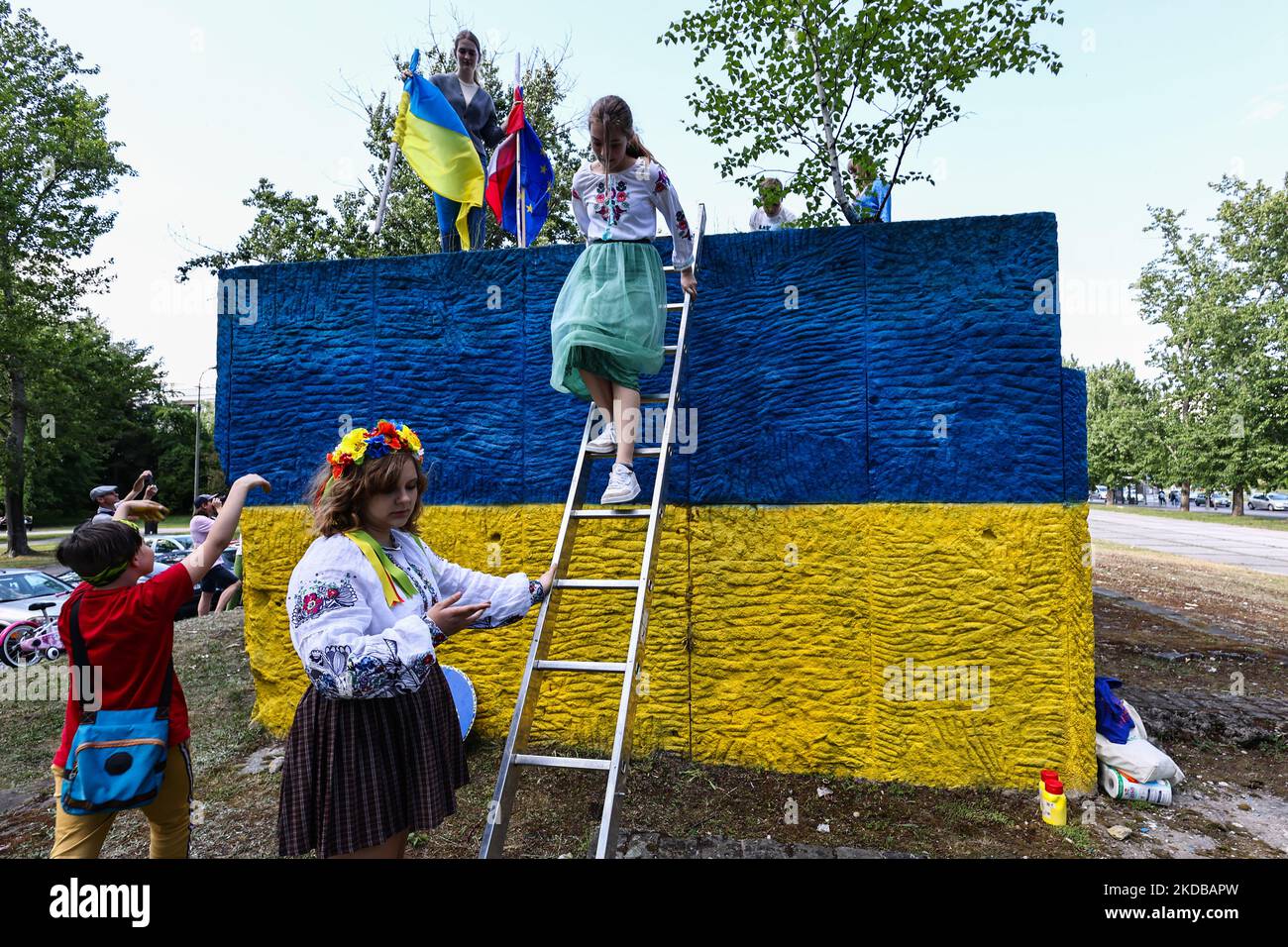 Ukrainian kids celebrate International Children's Day during an event ...