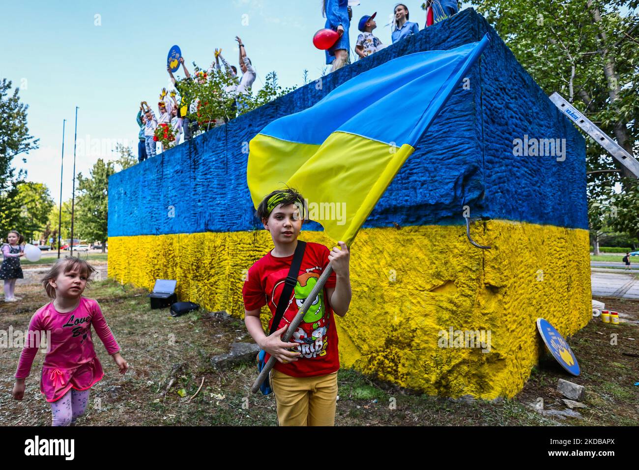 Ukrainian kids celebrate International Children's Day during an event ...