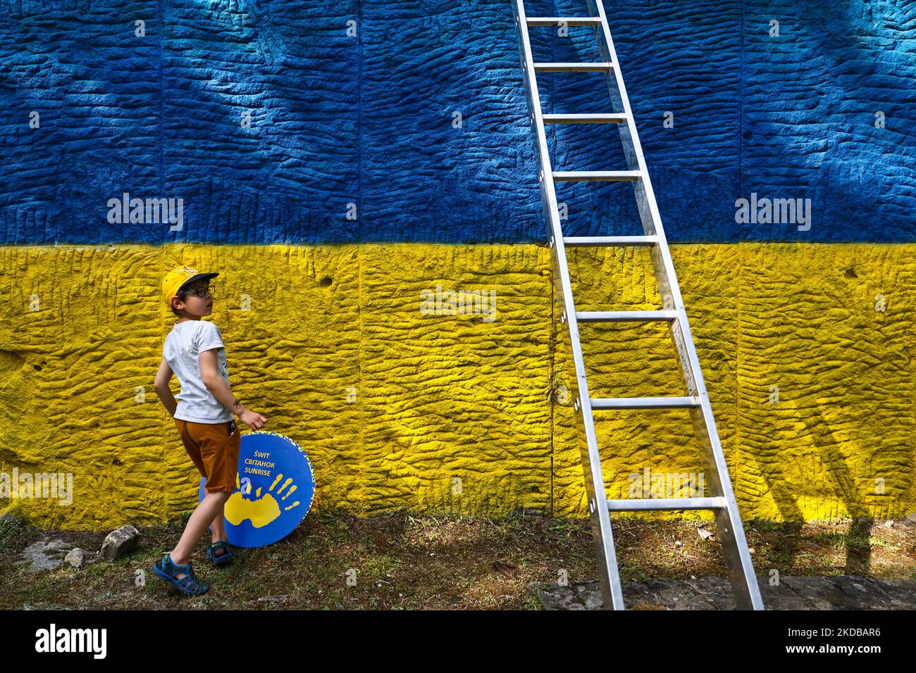A ladder is seen on International Children's Day during an event ...