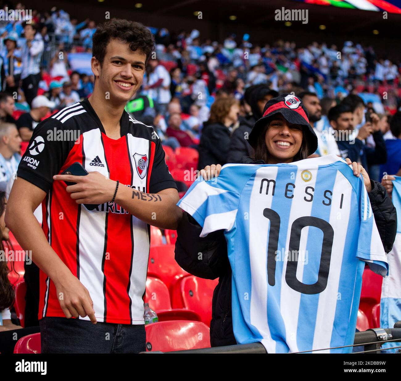 Argentina fans cheers on during the Conmebol - UEFA Cup of Champions ...