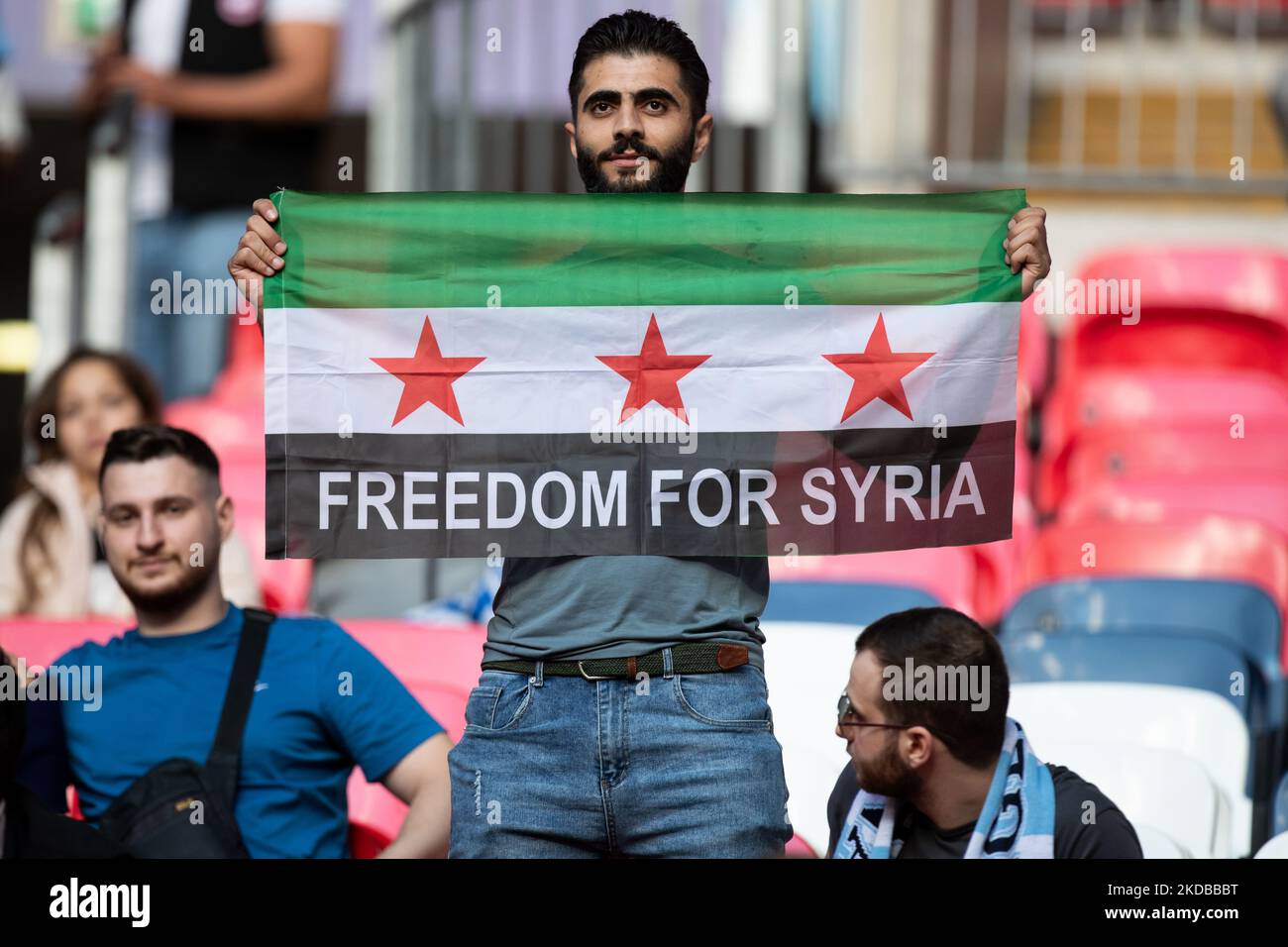 Argentina fans looks at the camera during the Conmebol - UEFA Cup of ...