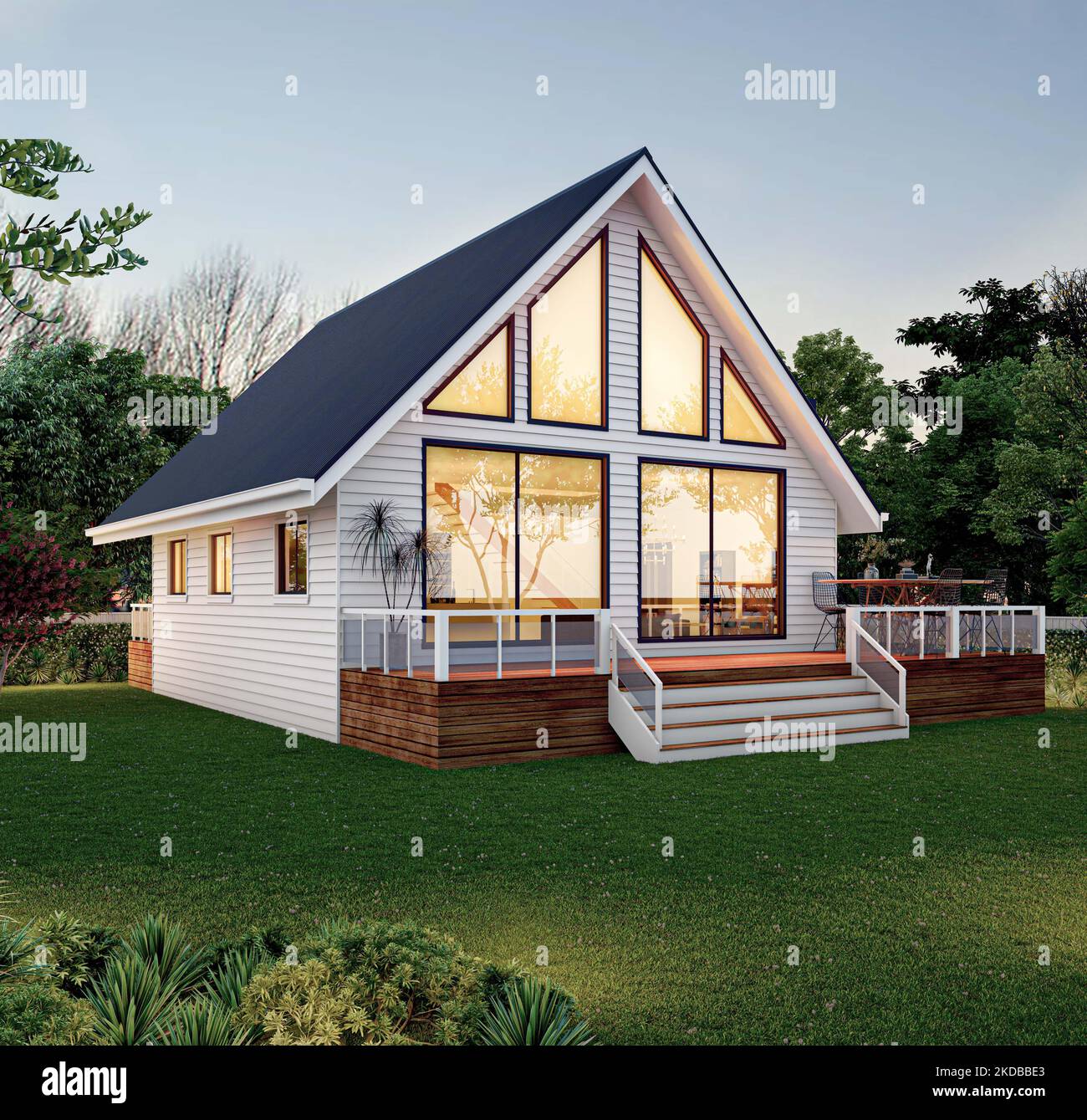 Home Design - small and tiny home plan- raked ceiling Stock Photo - Alamy