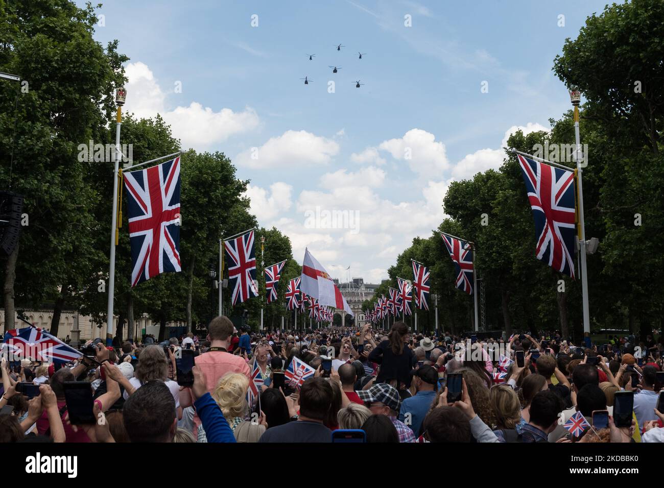 LONDON, UNITED KINGDOM - JUNE 02, 2022: Chinook helicopters take part ...