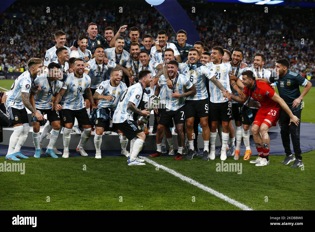 Lionel Messi of Argentina lift the Trophy Finalissima Conmebol - UEFA ...
