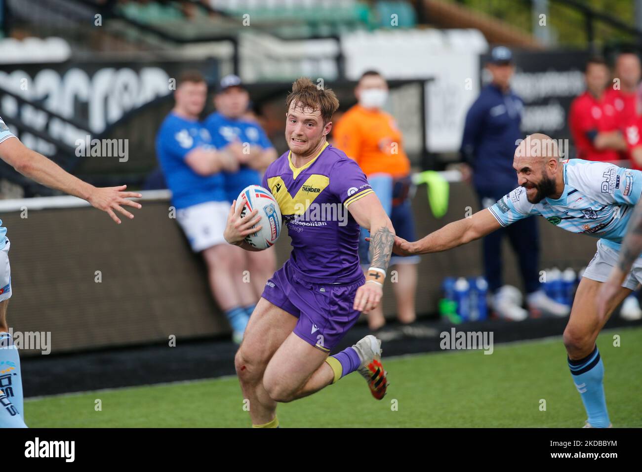 Jack Croft of Newcastle Thunder makes a break during the BETFRED ...
