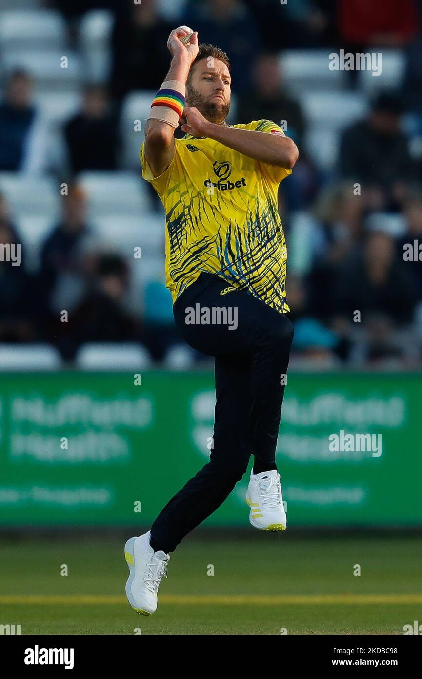 Andrew Tye of Durham bowls during the Charlotte Edwards Cup match ...