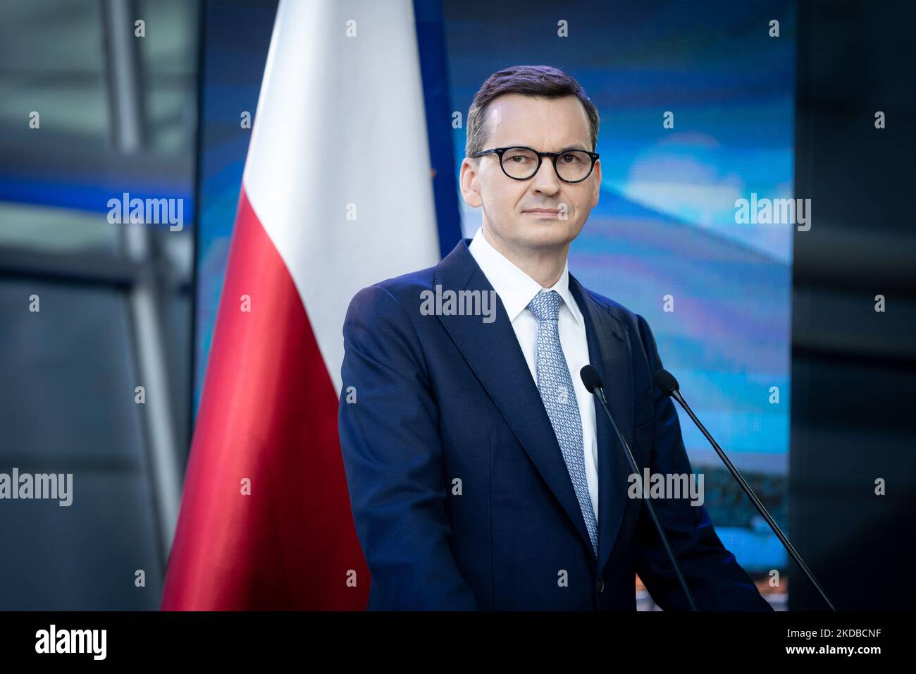 Polish Prime Minister Mateusz Morawiecki attends a joint news ...