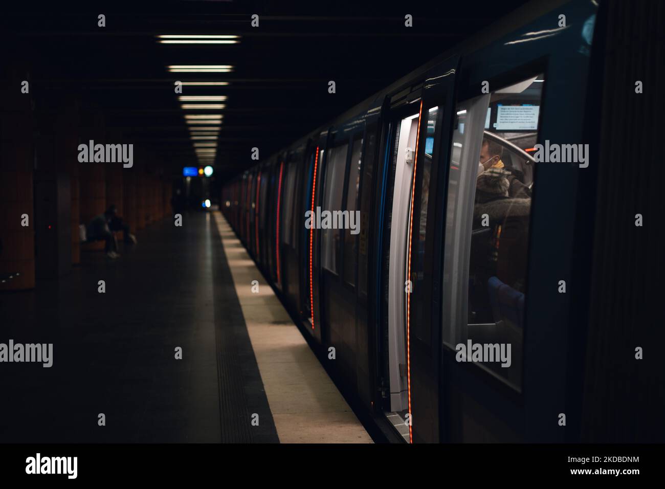 The subway arriving at a Subway Station in Munich, Germany Stock Photo ...