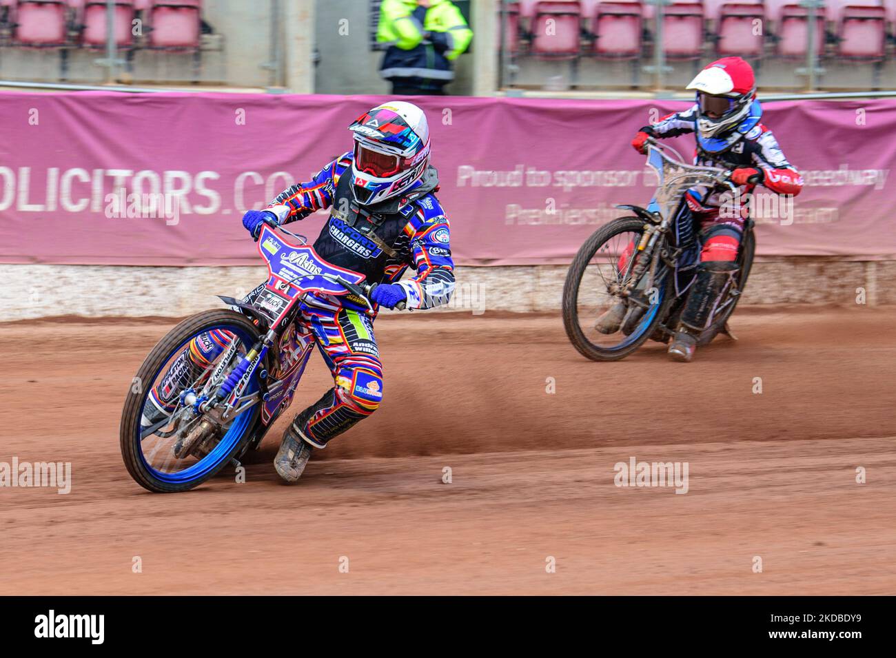 Henry Atkins (White) leads Sam McGurk (Red) during the National ...